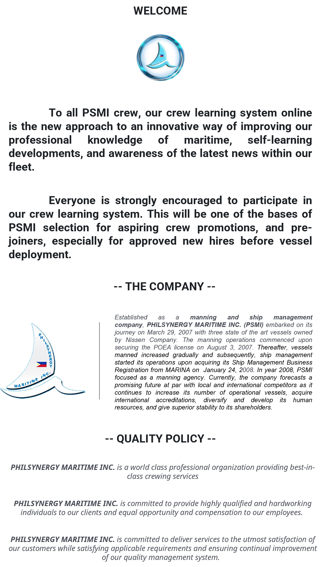 Home | PSMI Crew Learning System